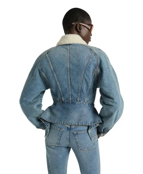 Balmain Faded Denim Peplum Jacket
