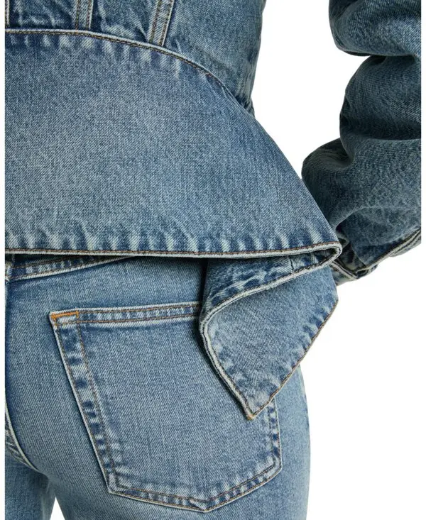 Balmain Faded Denim Peplum Jacket