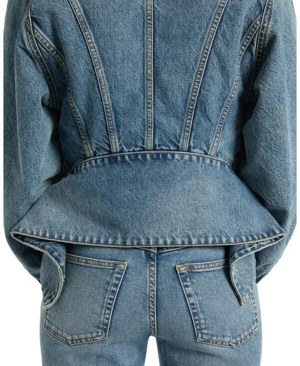 Balmain Faded Denim Peplum Jacket