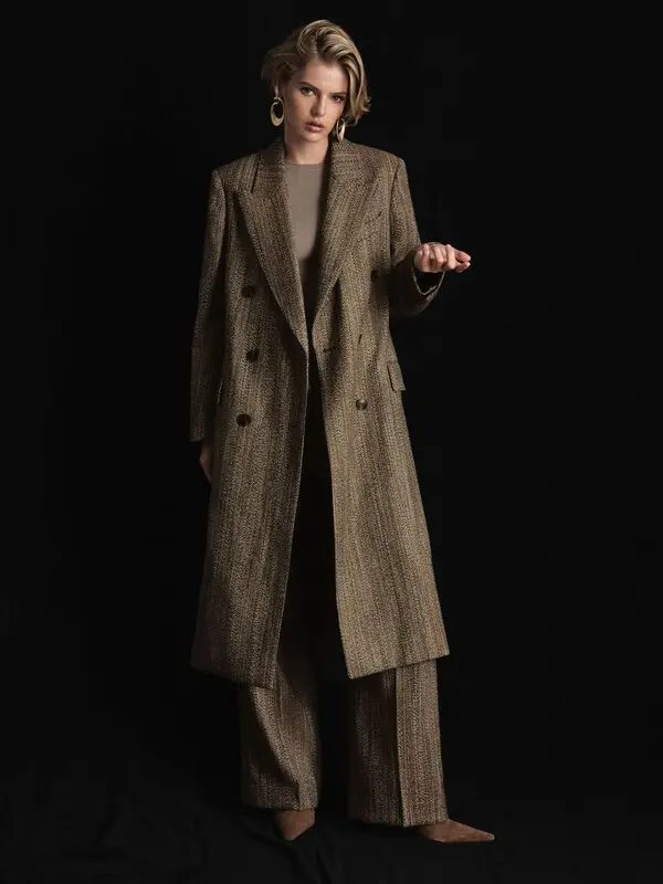 ATELIER Wool-blend Textured Double-breasted Coat