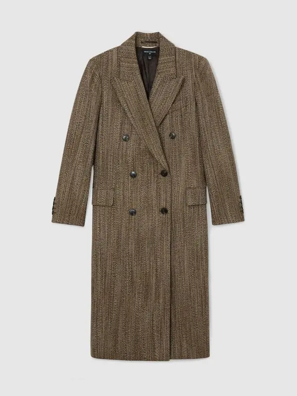 ATELIER Wool-blend Textured Double-breasted Coat