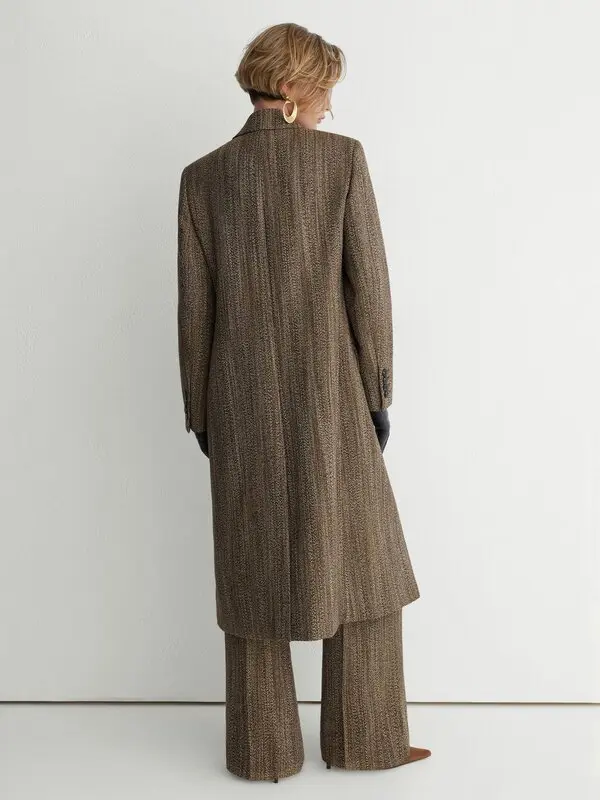 ATELIER Wool-blend Textured Double-breasted Coat