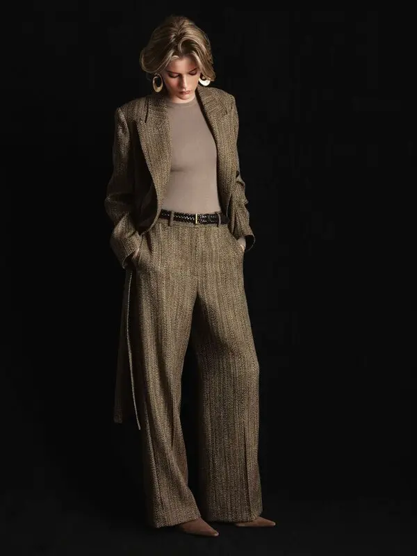 ATELIER Wool-blend Textured Wide-leg Trousers - Brown