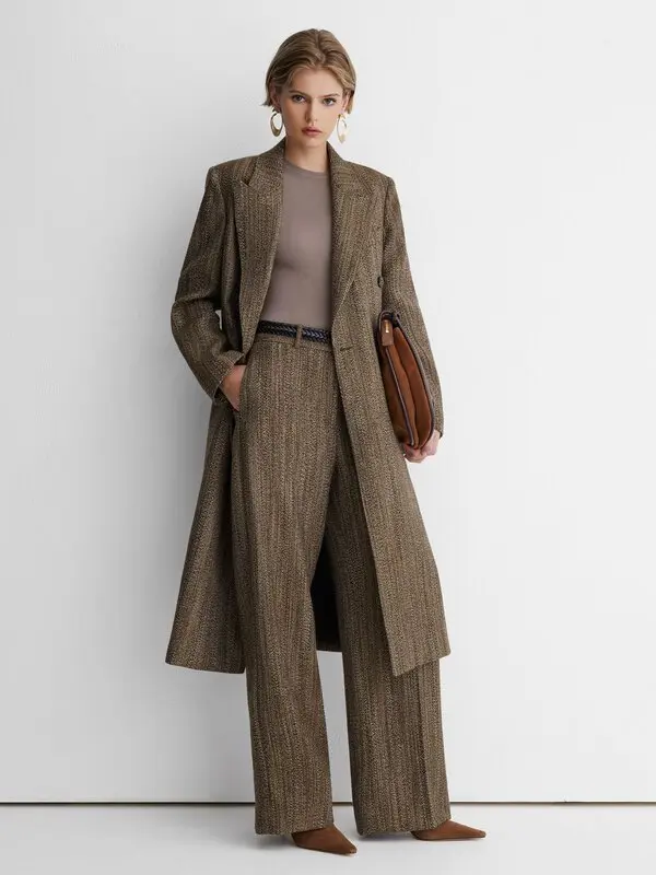 ATELIER Wool-blend Textured Wide-leg Trousers
