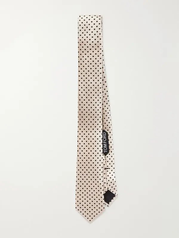TOM FORD 6cm Polka-dot Silk-twill Tie - Neutrals