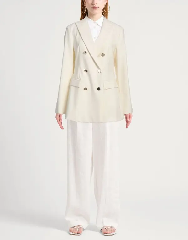 SEMICOUTURE Blazer Ivory Size Polyester, Virgin Wool, Elastane