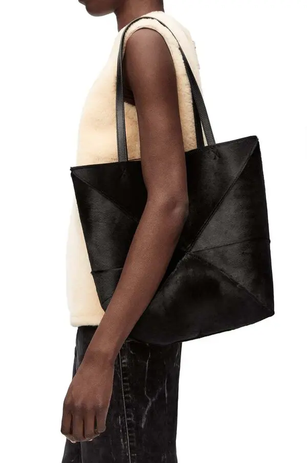 Loewe Puzzle Fold Tote In Hairy Calfskin