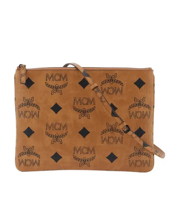 Mcm Aren Monogram-pattern Zipped Crossbody Bag - Brown