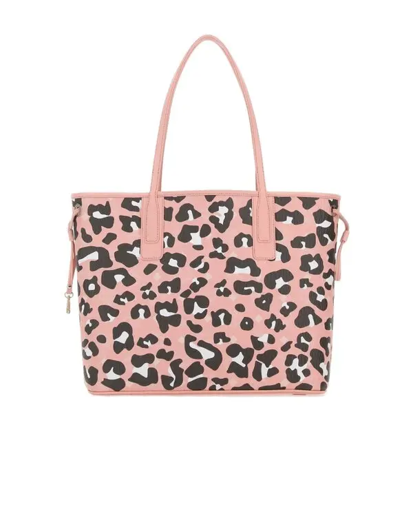 Mcm Leopard Print Drawtring Tote Bag - Pink