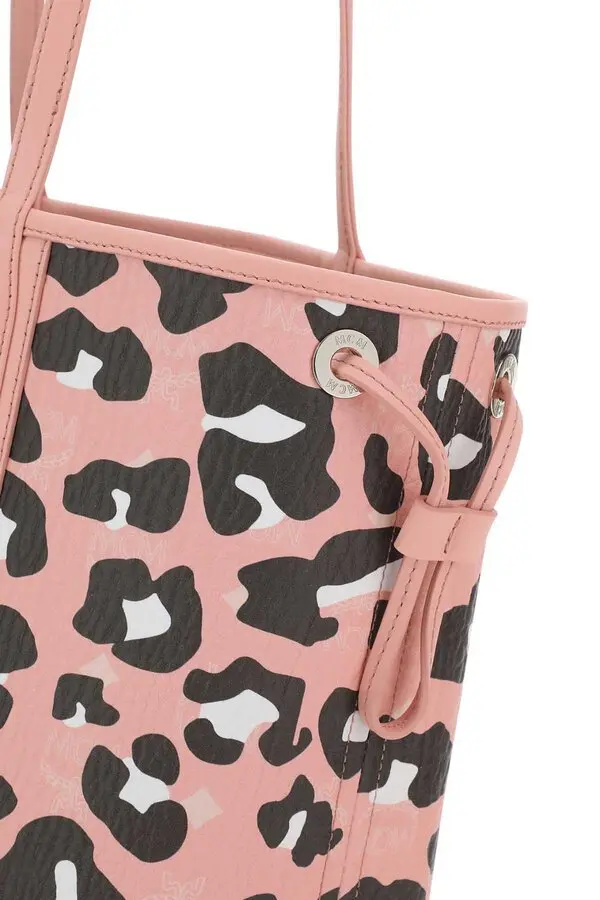 Mcm Leopard Print Drawtring Tote Bag