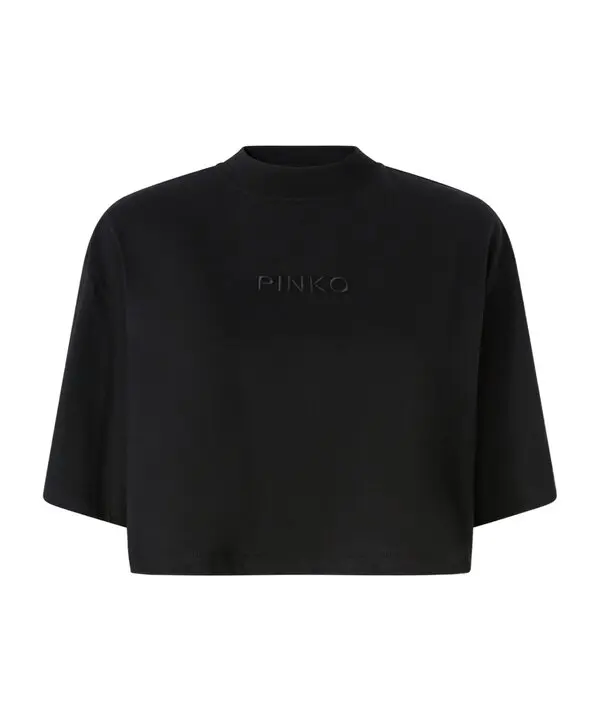 Pinko Logo-embroidered Cotton Cropped T-shirt