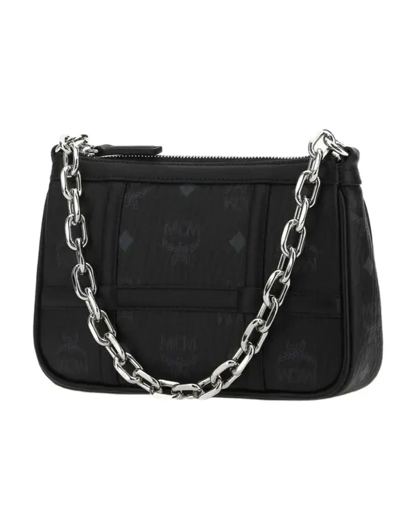 Mcm Monogram Printed Chain-linked Shoulder Bag - Black