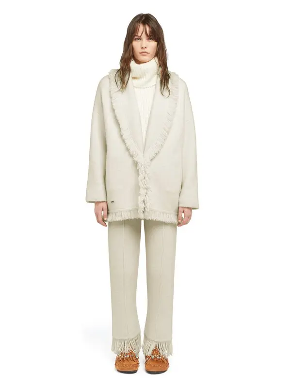 Alanui Fringe-trim Belted Cardigan - White