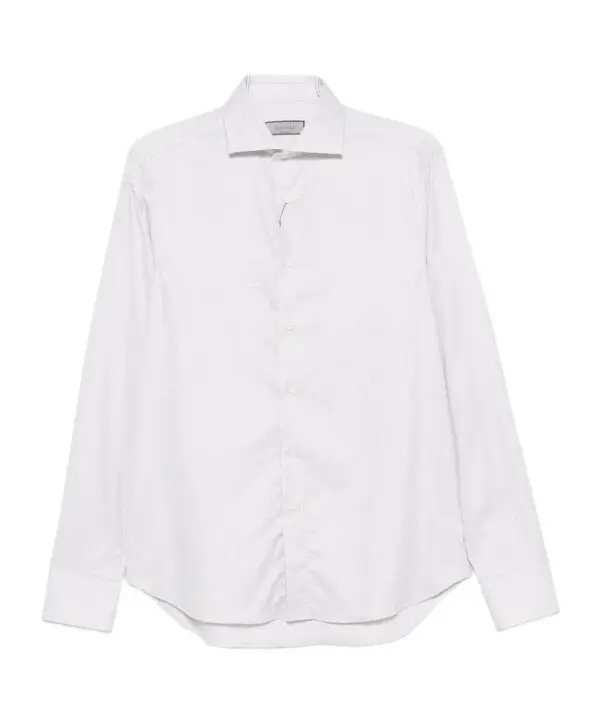 Canali Micro-check Spread-collar Shirt