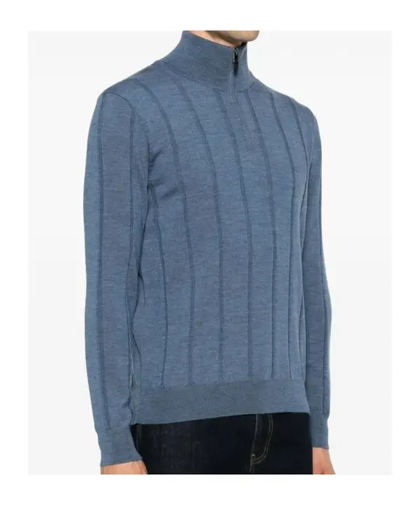 Canali Ribbed Quarter-zip Sweater