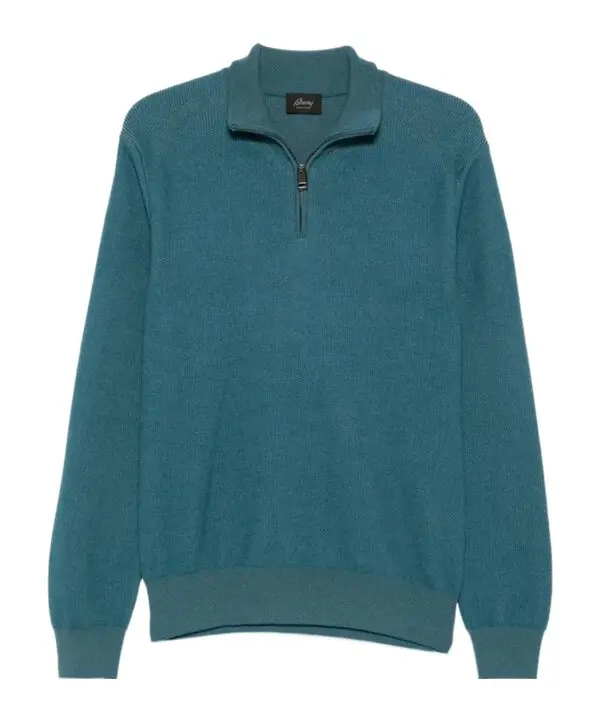 Brioni Half-zip Long-sleeve Sweater - Blue