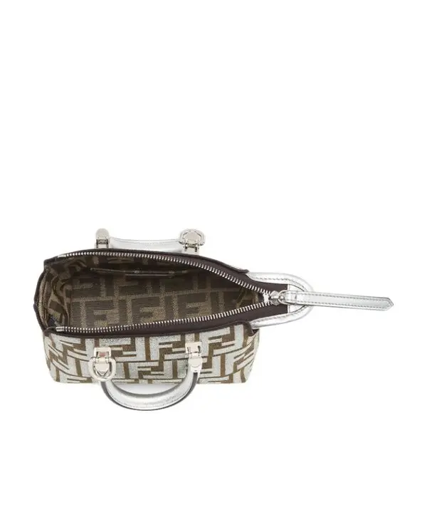 Fendi Small Boston Bag In Laminated Jacquard Ff Fabric