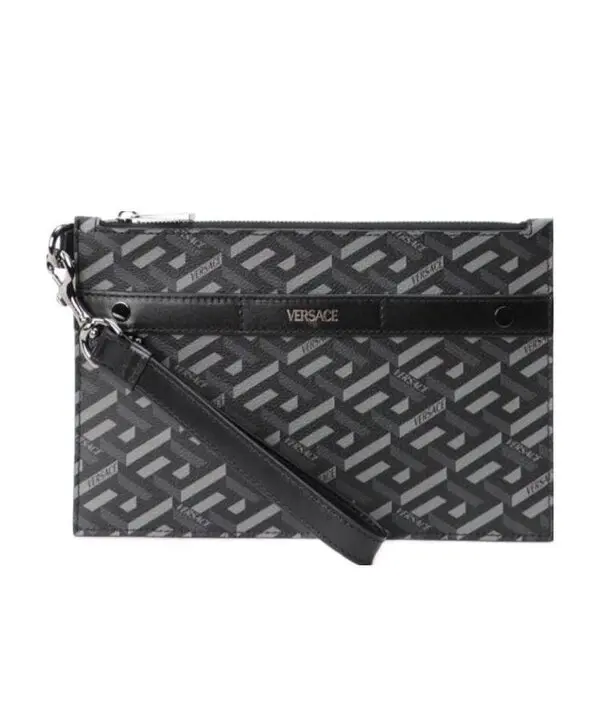 Versace Monogram-pattern Clutch Bag - Black