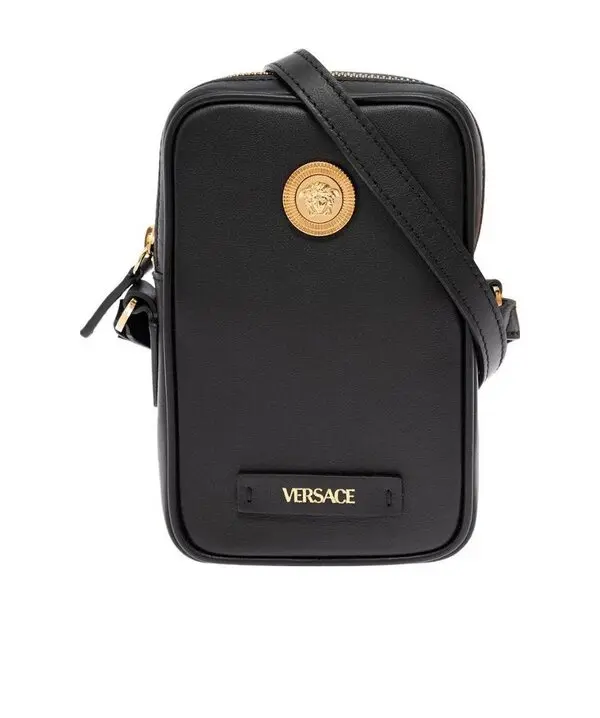 Versace Medusa Plaque Zipped Messenger Bag