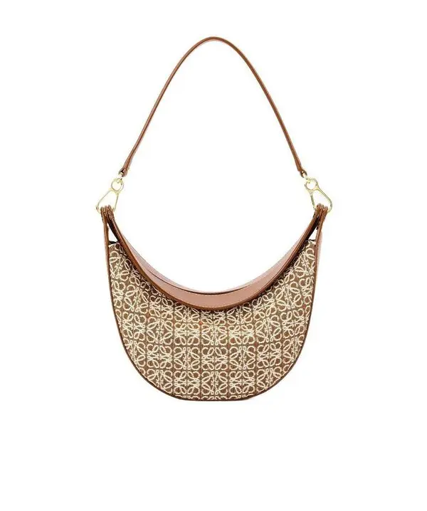 Loewe Small Luna Bag In Anagram Jacquard And Classic Calfskin - Nude