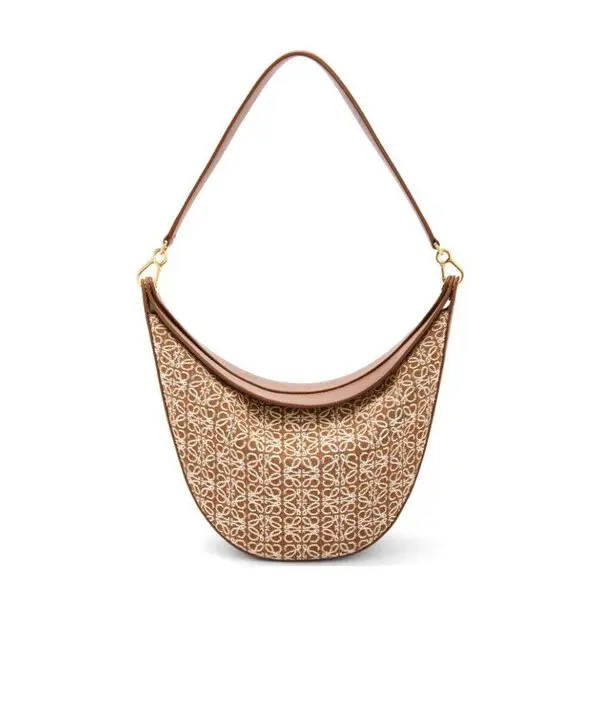 Loewe Luna Bag In Anagram Jacquard And Classic Calfskin - Brown