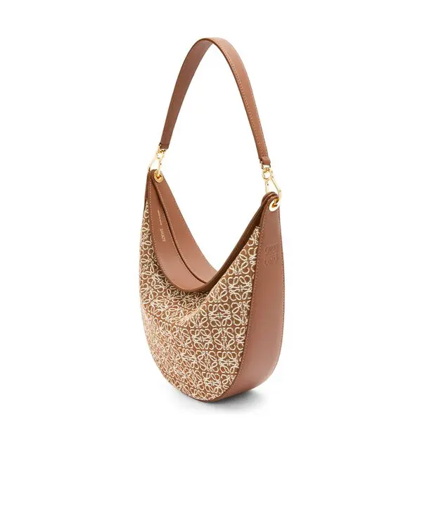 Loewe Luna Bag In Anagram Jacquard And Classic Calfskin - Brown