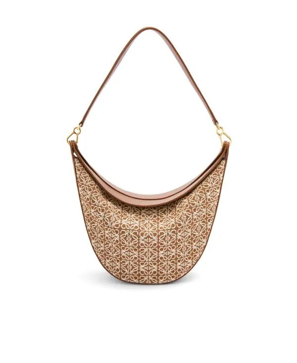 Loewe Luna Bag In Anagram Jacquard And Classic Calfskin - Brown