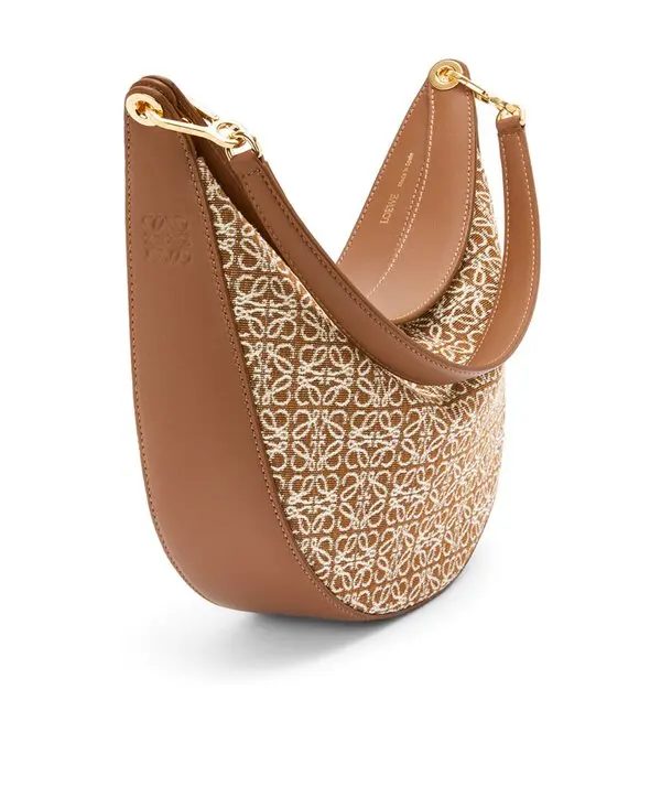 Loewe Luna Bag In Anagram Jacquard And Classic Calfskin - Brown