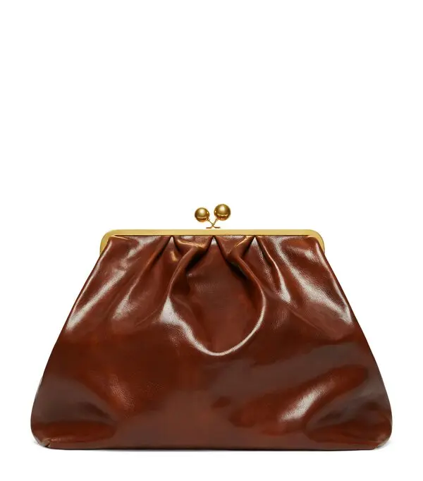 Max Mara Leather Pasticcino Pouch - Brown