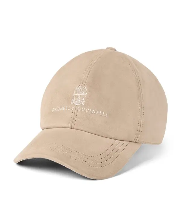 Brunello Cucinelli Suede Logo Baseball Cap - Brown