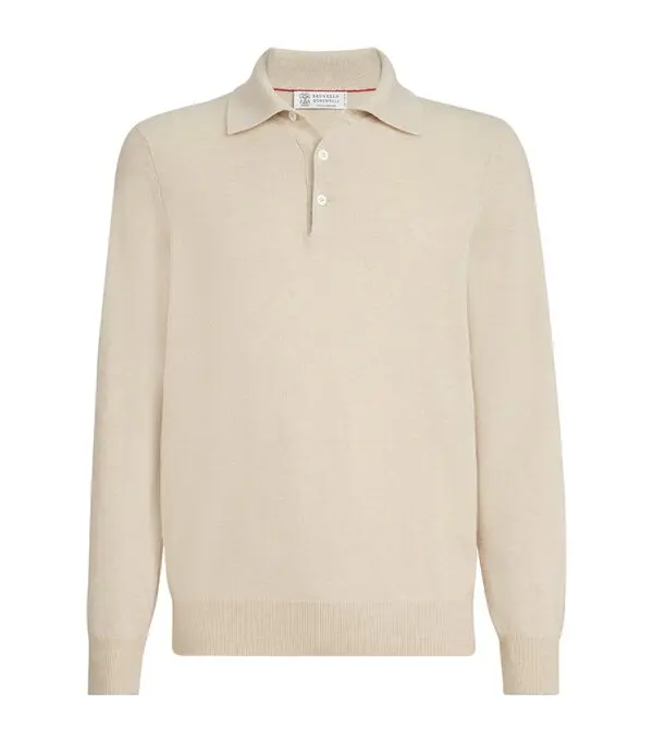 Brunello Cucinelli Cashmere Polo Sweater - Beige
