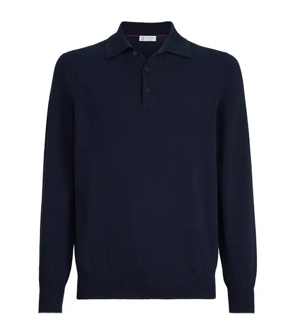Brunello Cucinelli Cashmere Polo Sweater - Blue