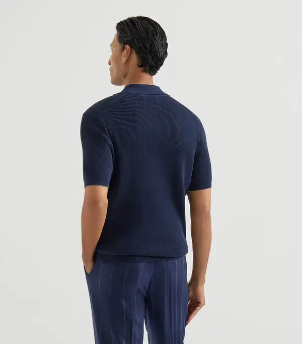 Brunello Cucinelli Cotton Rib-knit Polo Shirt
