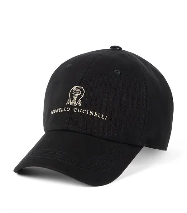 Brunello Cucinelli Cotton Crest Cap - Black