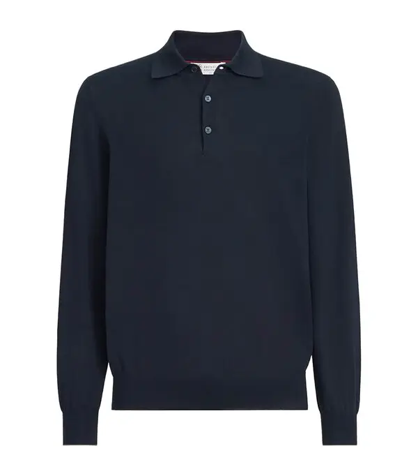Brunello Cucinelli Cotton Polo Sweater - Blue