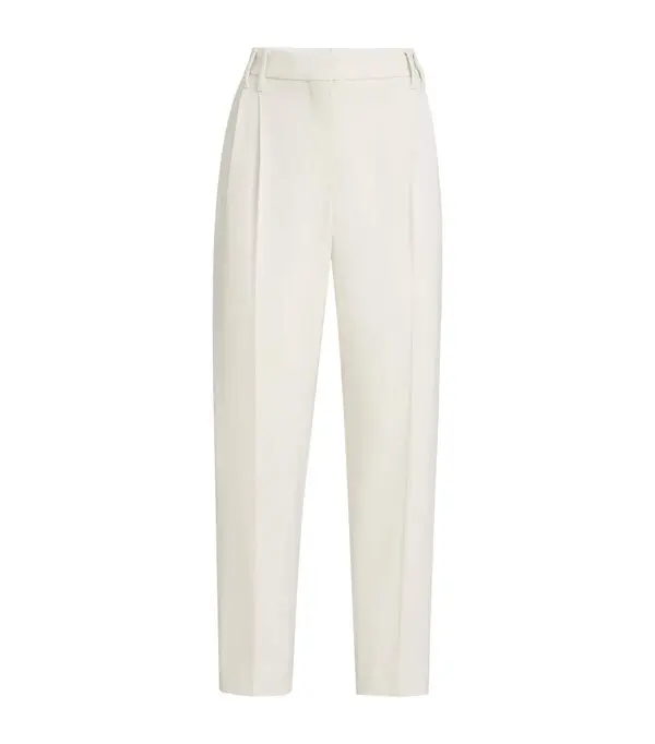 Brunello Cucinelli Comfort Viscose Couture Twill Slouchy Trousers - White