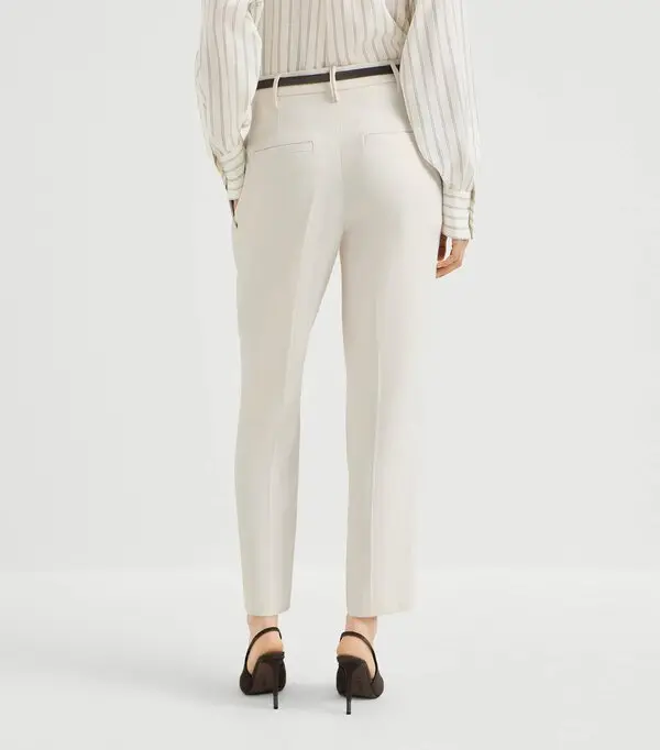 Brunello Cucinelli Comfort Viscose Couture Twill Slouchy Trousers - White