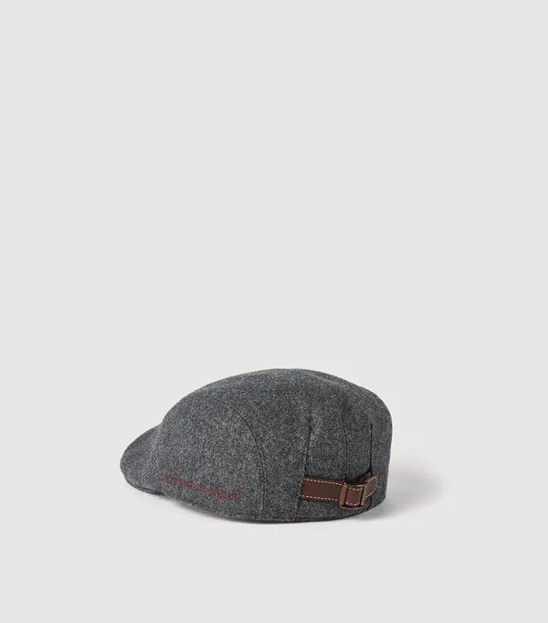 Brunello Cucinelli Virgin Wool Embroidered Flat Cap