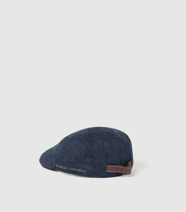 Brunello Cucinelli Virgin Wool Embroidered Flat Cap