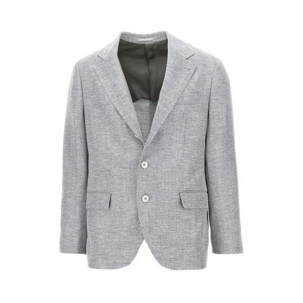 Brunello Cucinelli Single-breasted Chevron Fabric Jacket