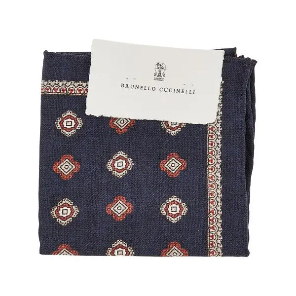 Brunello Cucinelli Jacquard Silk Pocket Square - Blue
