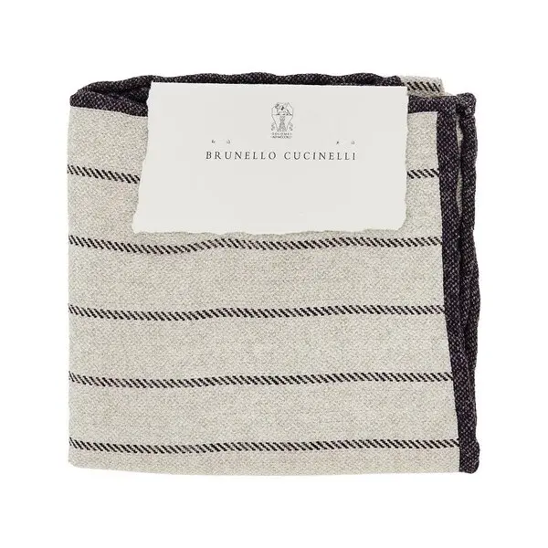Brunello Cucinelli Jacquard Silk Pocket Square - Beige