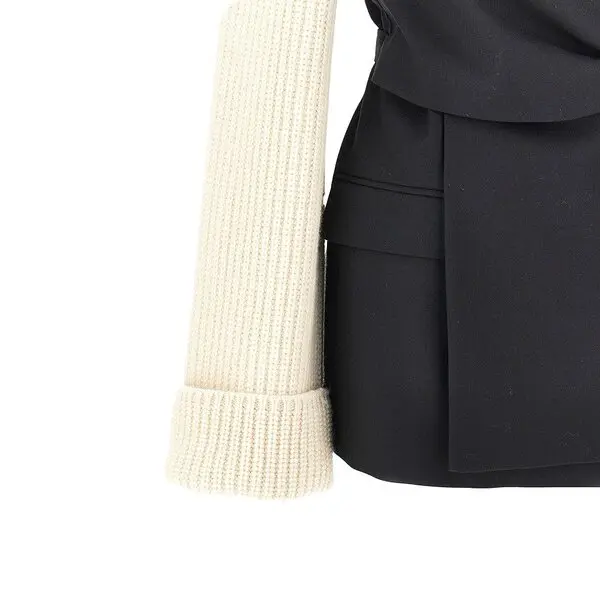 Dries Van Noten Wool Blazer With Knitted Sleeves