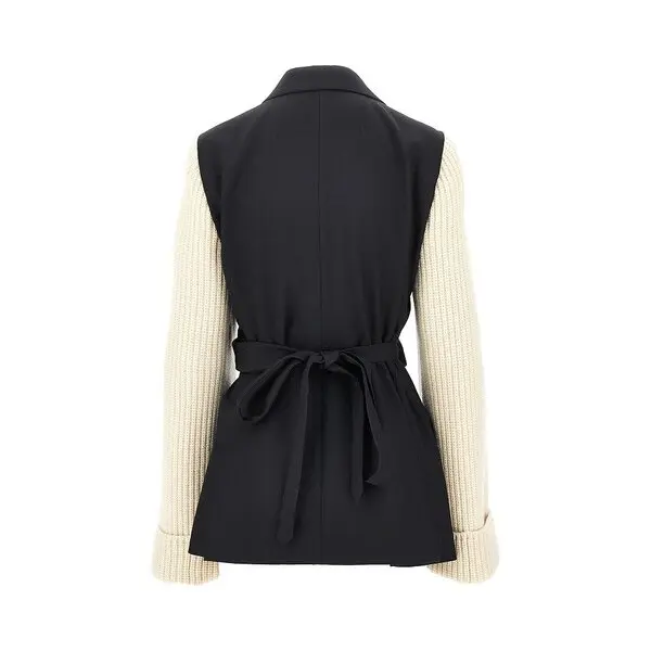 Dries Van Noten Wool Blazer With Knitted Sleeves