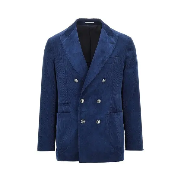 Brunello Cucinelli Corduroy Double-breasted Jacket - Blue