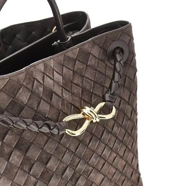 Bottega Veneta Suede Leather Medium 'andiamo' Bag - Brown