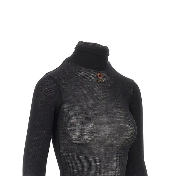 Versace Ribbed Wool Turtleneck Top