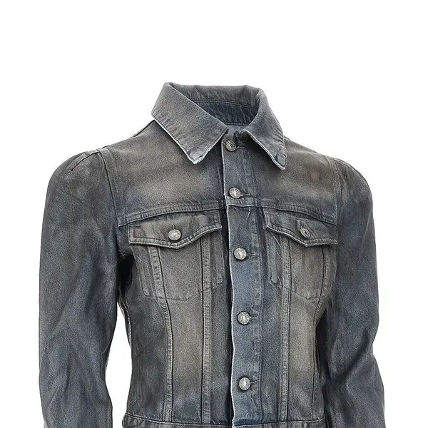 7 For All Mankind Waxed Denim Puff Sleeve Jacket