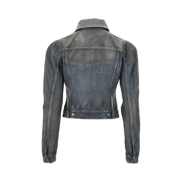 7 For All Mankind Waxed Denim Puff Sleeve Jacket