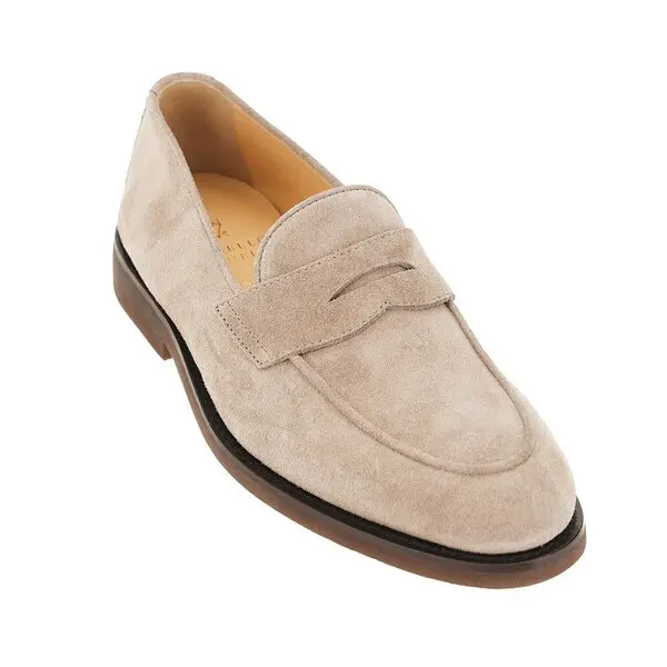 Brunello Cucinelli Suede Leather Penny Loafers